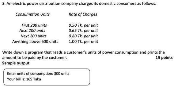 3. An electric power distribution company charges its domestic ...