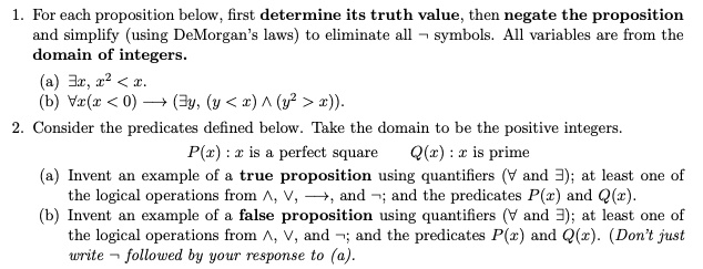 SOLVED: For each proposition below, first determine its truth value ...