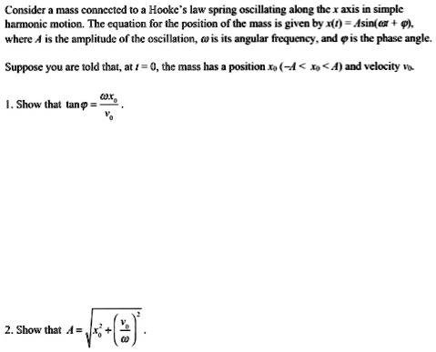 SOLVED: Consider a mass connccted to a Hookc's law spring oscillating ...