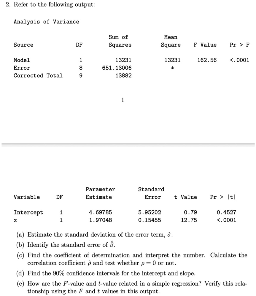 SOLVED: Refer to the following output: Analysis of Variance able[[Source,DF, able[[Sum of ...