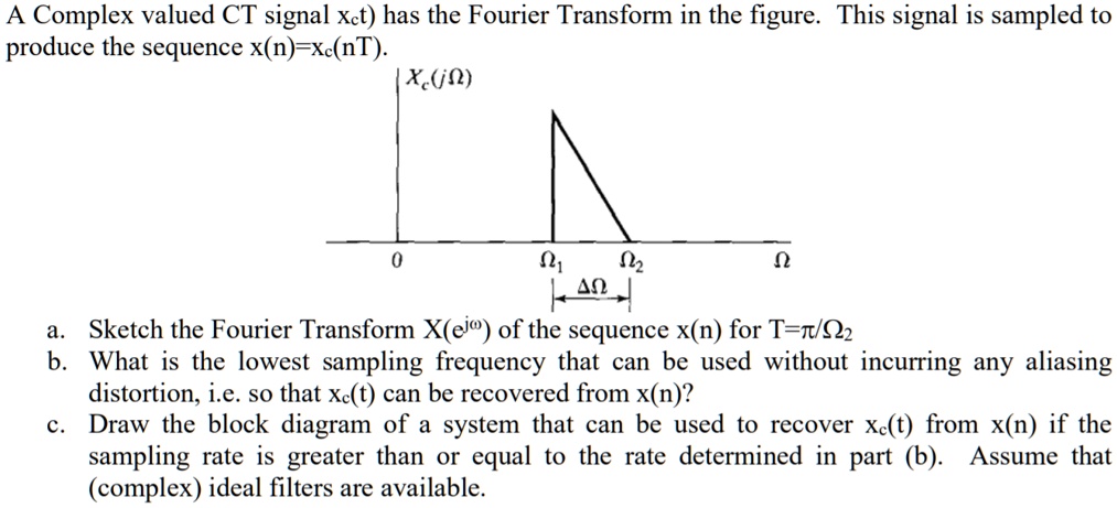 a complex valued ct signal xct has the fourier transform in the figure ...