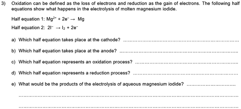 oxidation can be defined as the loss of electrons and reduction as the ...