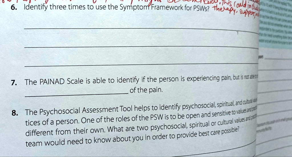 identify three times to use the symptom framework for psws the could in ...