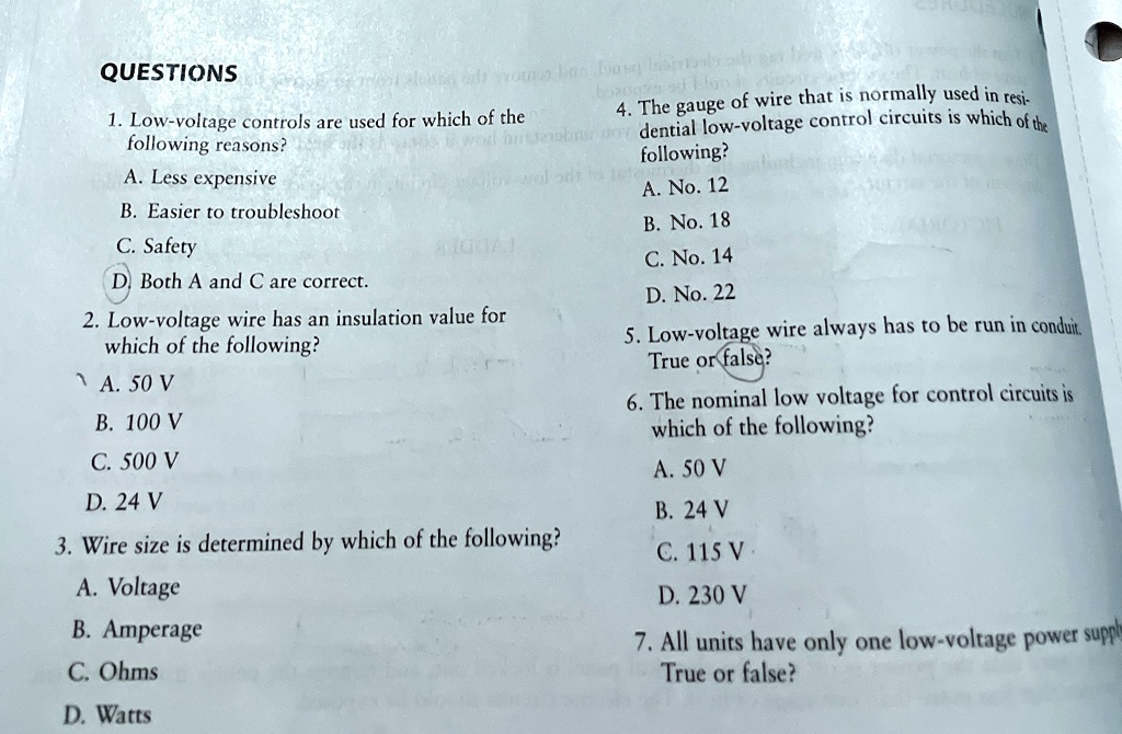 QUESTIONS 1. Low-voltage controls are used for which of the following ...