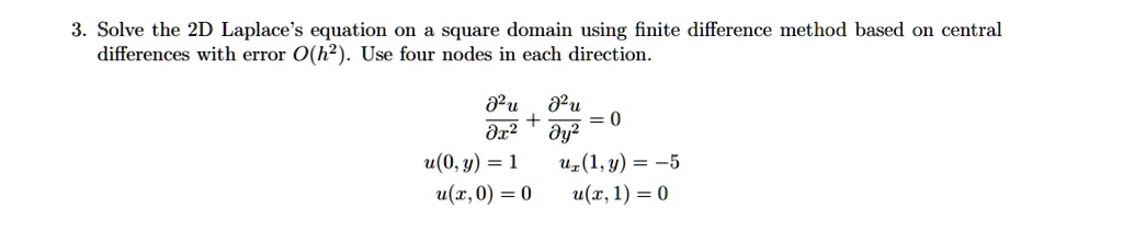 SOLVED: Solve the 2D Laplace equation OI a square domain using finite ...