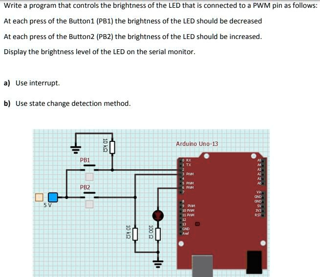 SOLVED: Write a program that controls the brightness of the LED that is ...
