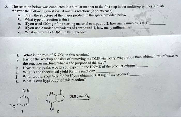 SOLVED: The reaction below was conducted in similar manner t0 (he first ...