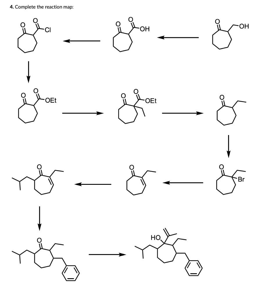 SOLVED: 4. Complete the reaction map: OH OH OEt OEt HO