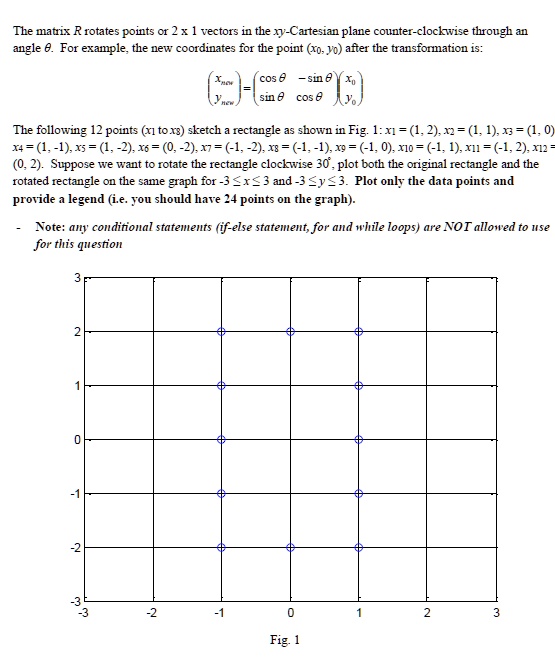 the matrix r rotates points cr 2 x vectors in the xy cartesian plane ...
