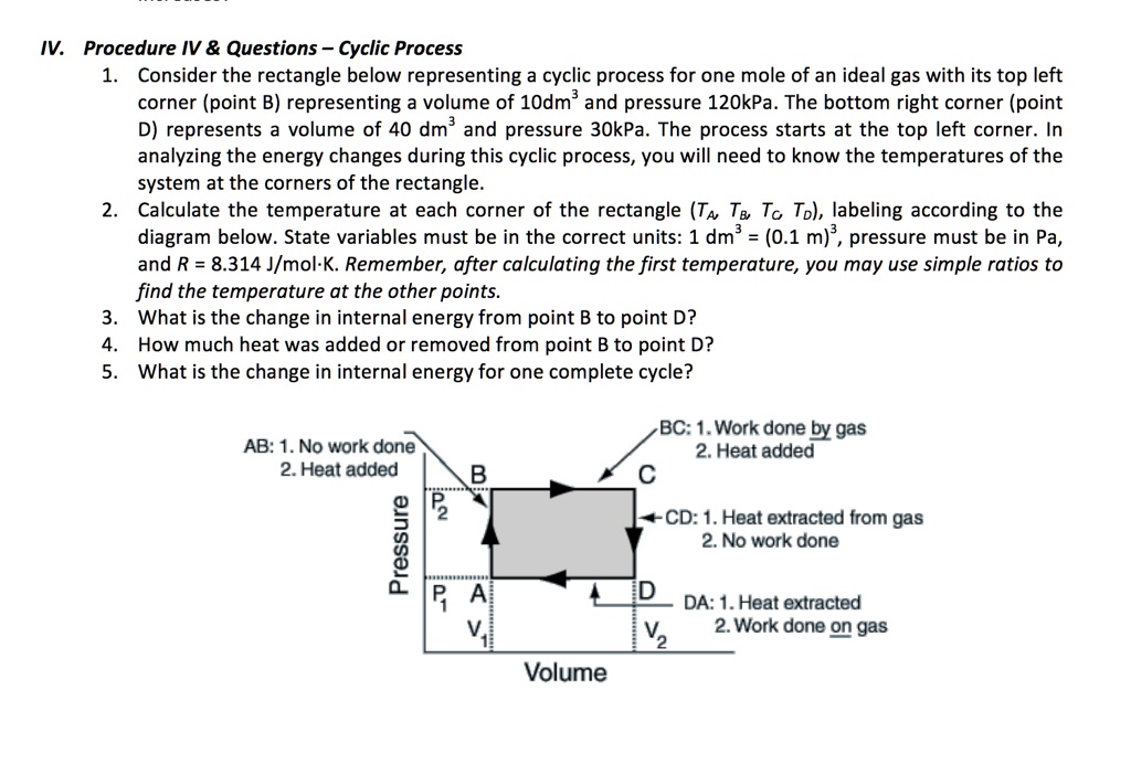 SOLVED: V. Procedure IV Questions - Cyclic Process - Thermodynamics IV ...