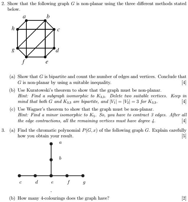 2. Show that the following graph G is non-planar using the three different methods stated below ...