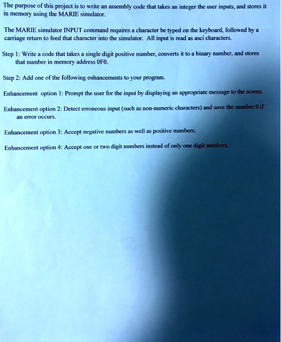 SOLVED: The purpose of this project is to write an assembly code that ...