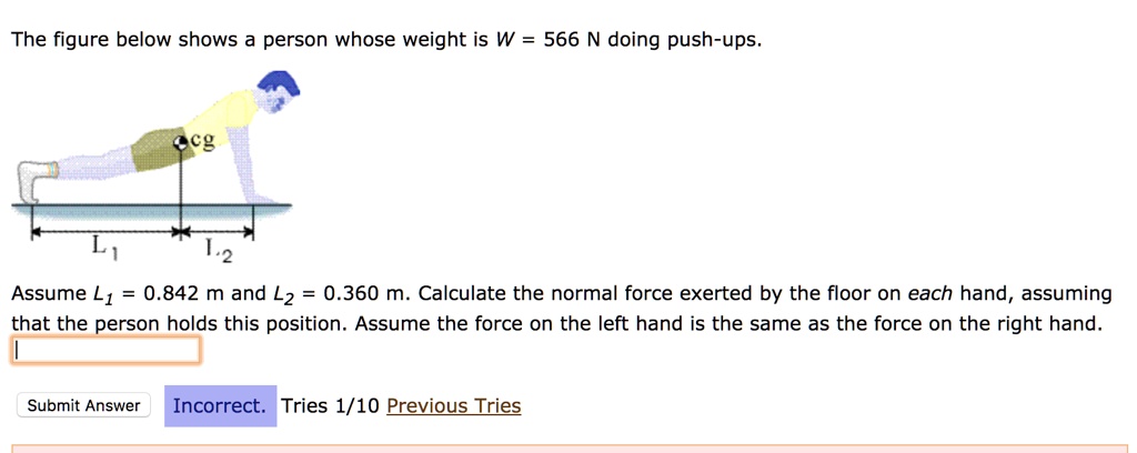 the figure below shows a person whose weight is w 566 n doing push ups ...
