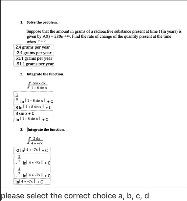 solve the problem suppose that the amount in grams of a radioactive ...