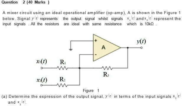 SOLVED: Question 2 (40 Marks) Mixer circuit using an ideal operational ...