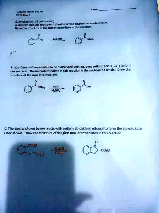 Name Organic Chem 142-01 2014 Nov 6 5. Mechanism. [5 points each] A ...