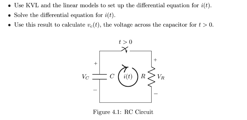 Use KVL and the linear models to set up the differential equation for i ...