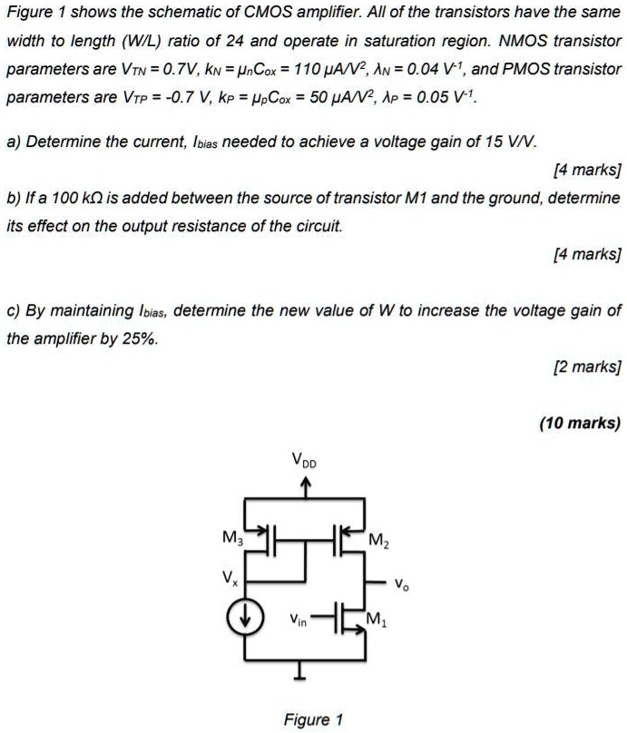 Figure 1 shows the schematic of CMOS amplifier. All of the transistors ...