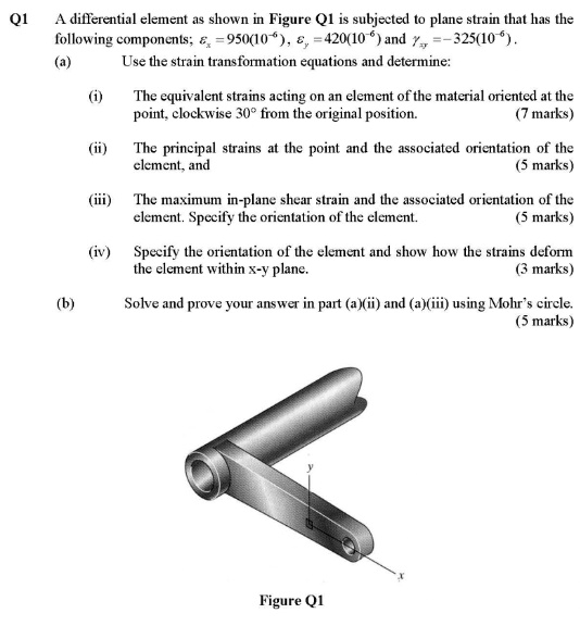 q1 a differential element as shown in figure q1 is subjected to plane strain that has the ...