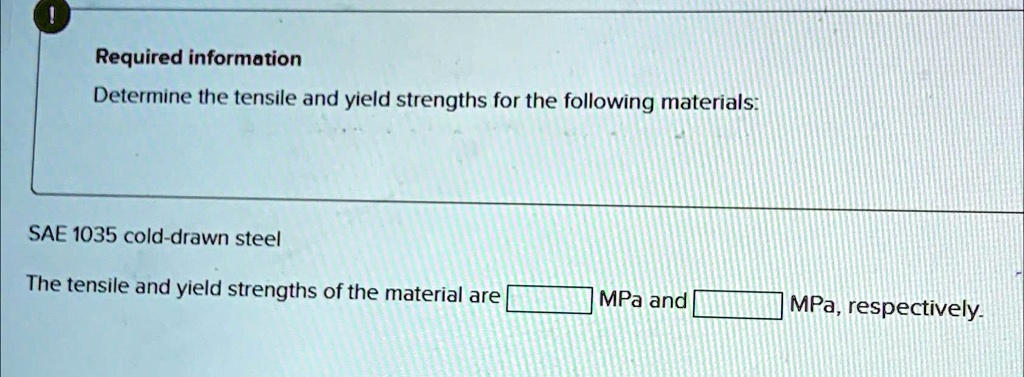 i required information determine the tensile and yield strengths for the following materials sae ...
