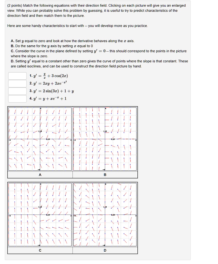 SOLVED: Text: (2 points) Match the following equations with their ...
