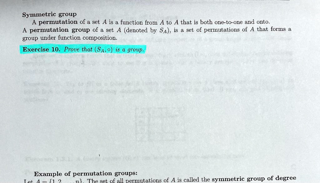 Solved Symmetric Group Permutation Of A Set A Is A Function From A To A That Is Both One To One 4743