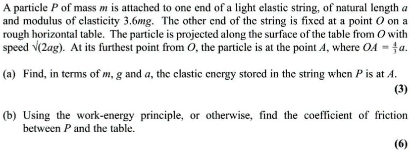 SOLVED: A particle P of mass m is attached to one end of a light elastic string, of natural ...
