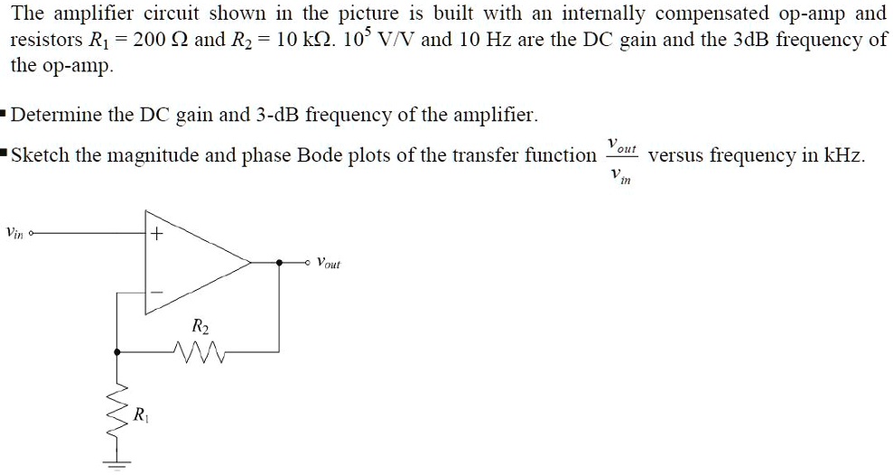SOLVED: The amplifier circuit shown in the picture is built with an ...