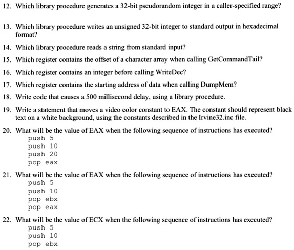 SOLVED: 12. Which library procedure generates a 32-bit pseudorandom ...