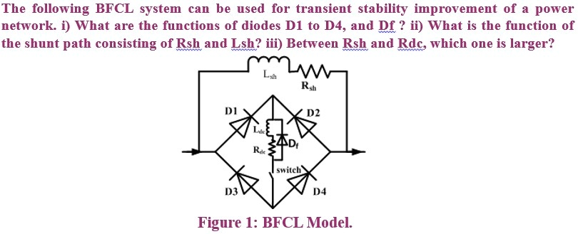 SOLVED: The following BFCL system can be used for transient stability ...