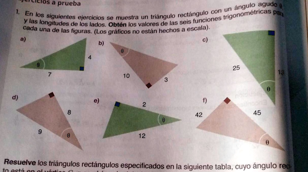 Solved En Los Siguientes Ejercicios Se Muestra Un Triángulo Rectángulo