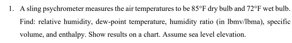 SOLVED: Texts: 1. A sling psychrometer measures the air temperatures to ...