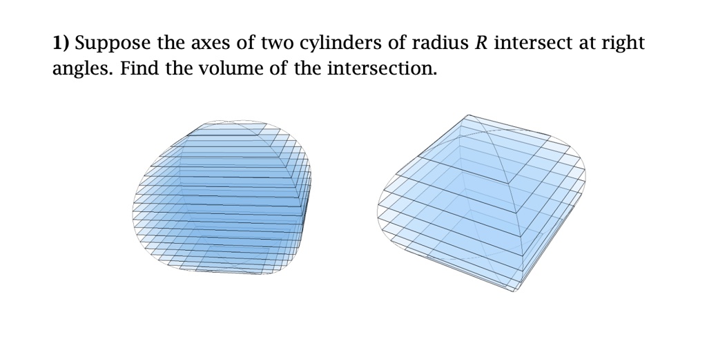 1 suppose the axes of two cylinders of radius r intersect at right ...