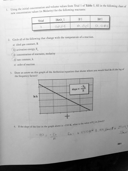 SOLVED: J volume values from Trial of Table 6Il in = the following ...