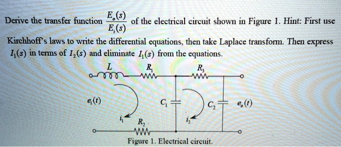 SOLVED: E.s Derive the transfer function of the electrical circuit ...