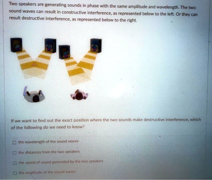 SOLVED: Two speakers are generating sounds in phase with the same ...