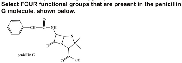 select four functional groups that are present in the penicillin ...