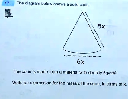 17. The diagram below shows a solid cone. 6x 5x The cone is made from a ...