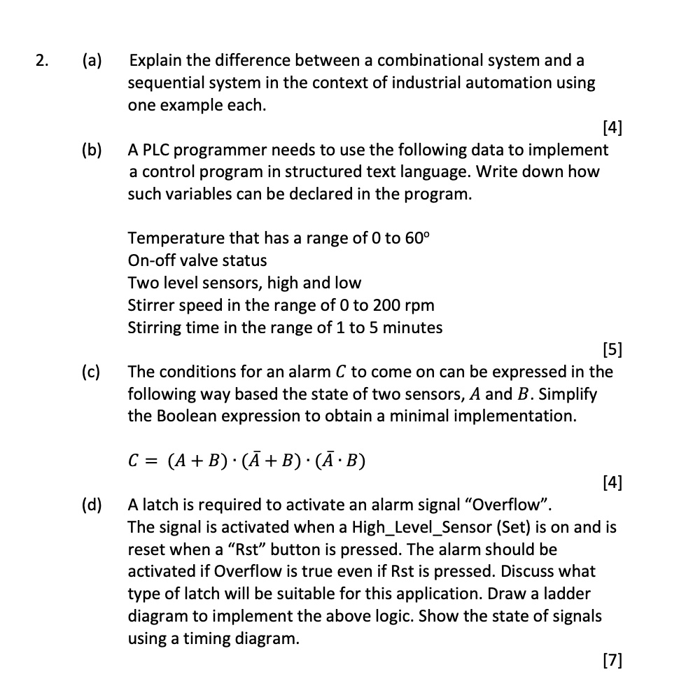SOLVED: (a) Explain the difference between a combinational system and a sequential system in the ...