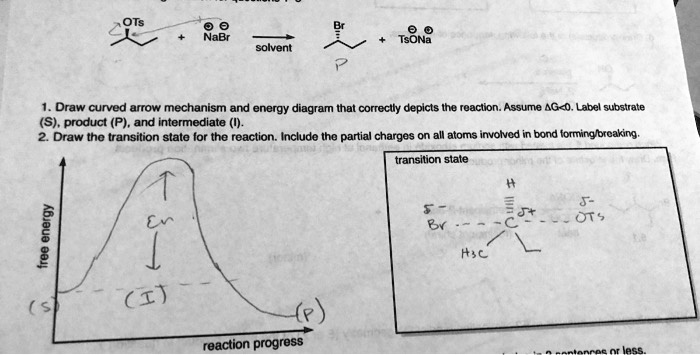 OTS + NaBr ? Br + TsONa solvent P 1. Draw curved arrow mechanism and ...