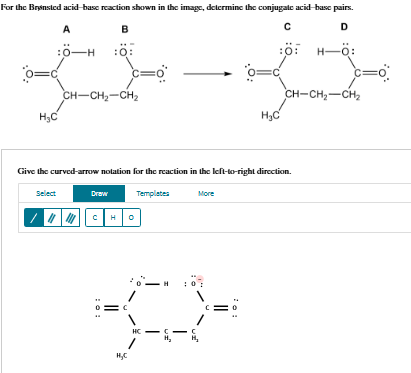 For the Bronsted acid base reaction shown in the imags, determine the ...