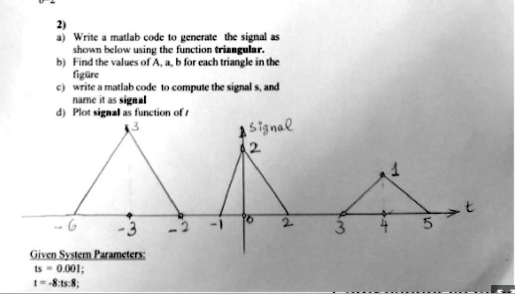 Solve Using Matlab And Write Matlab Codes 2 A Write A Matlab Code To Generate The Signal As 1441