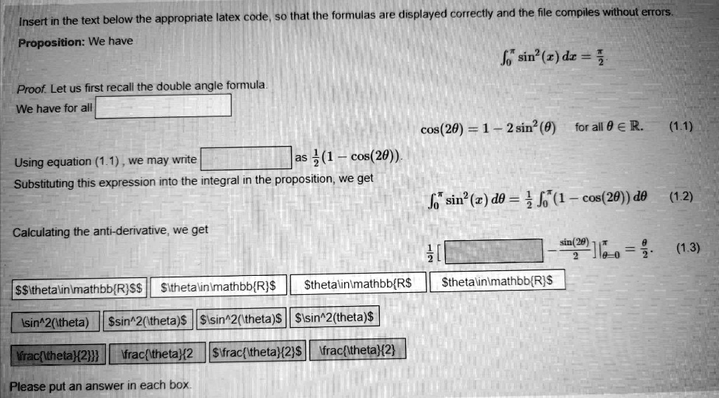 Solved So That The Formulas Are Displayed Correctly And The File Compiles Without Errors Insert