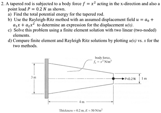 VIDEO solution: A tapered rod is subjected to a body force f = x^2 ...