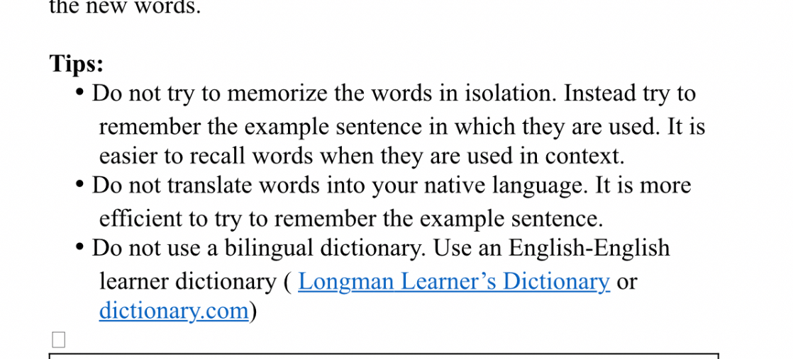 SOLVED: the new words. Tips: - Do not try to memorize the words in ...
