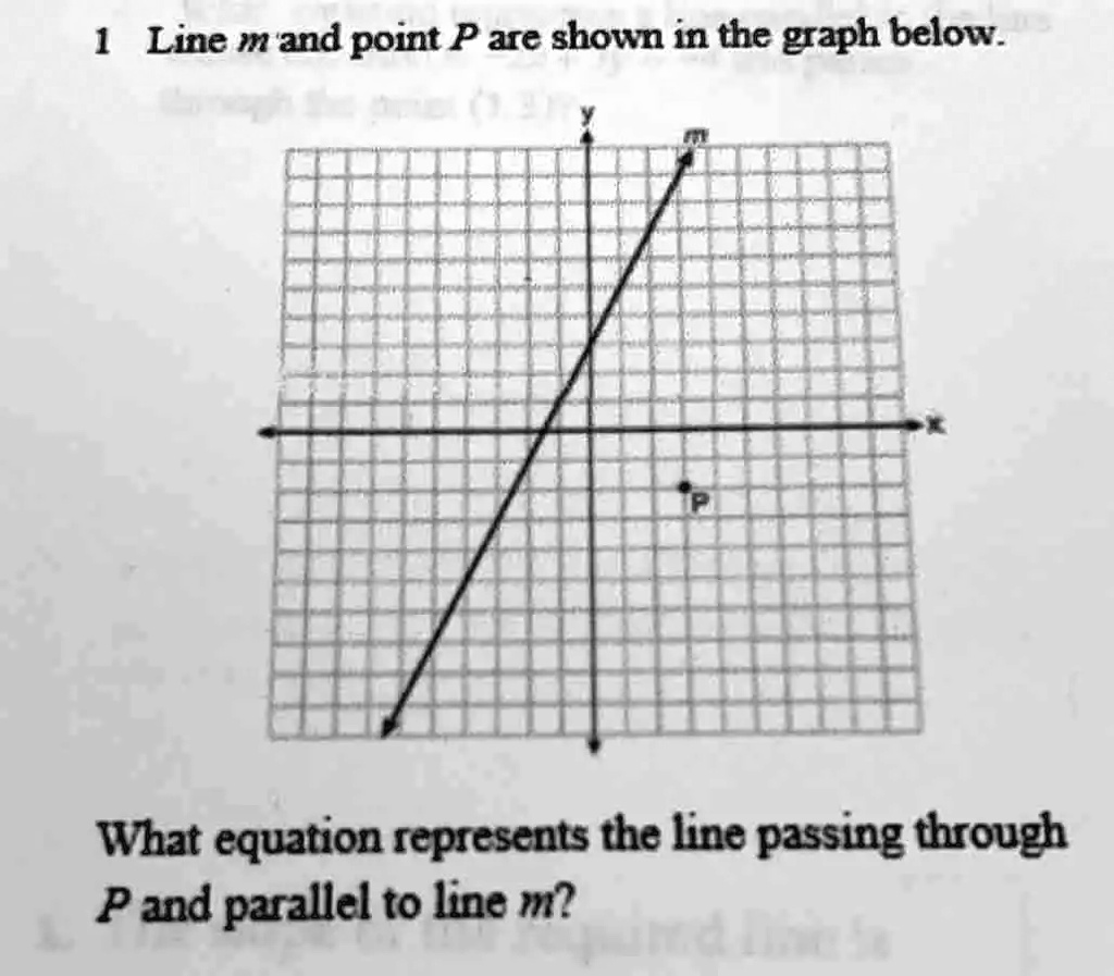 1 Line m and point P are shown in the graph below. P What equation ...