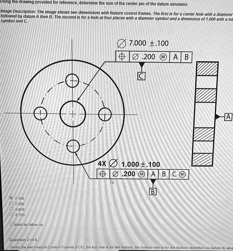 using the drawing for reference determine the size of the center pin of ...