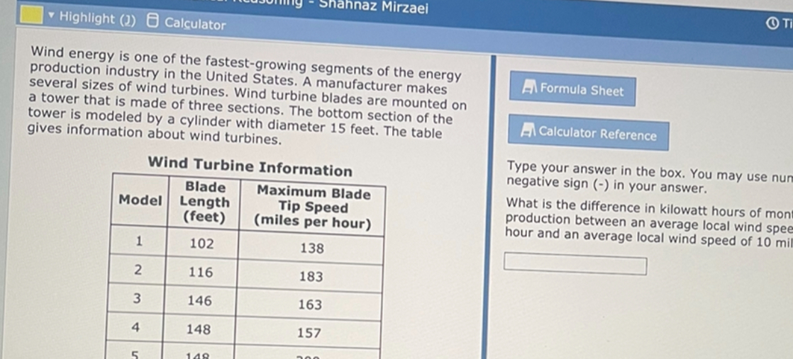 [GET ANSWER] Highlight ( J ) Calculator Wind energy is one of the ...