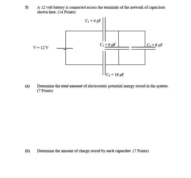SOLVED: A [2 volt battery is connected across the terminals of the nerwork of capacitors shown ...