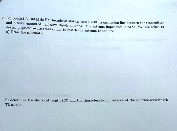 SOLVED: Design a quarter-wave transformer to match the antenna to the ...